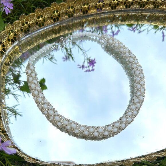 Teng Yue | Jewelry | Vintage Teng Yue Signed Milk Glass 96s Woven ...